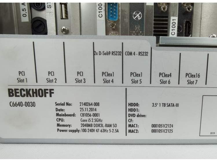 Beckhoff Computer PN C6640-0030 for X-Ray