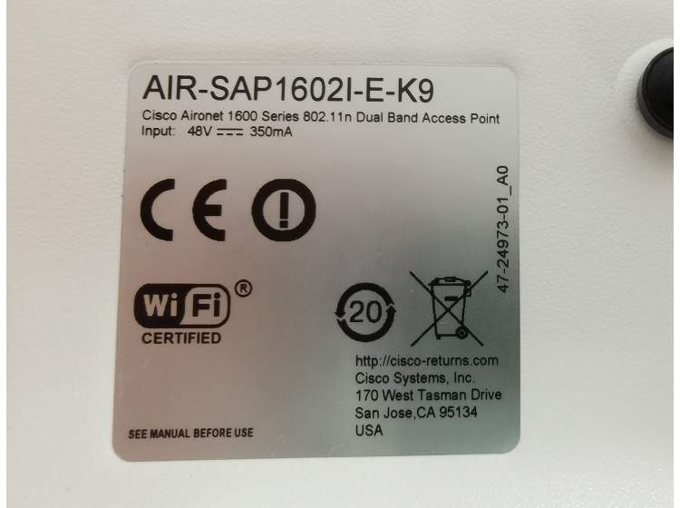 Cisco Access Point PN AIR-SAP1602I-E-K9 for X-Ray